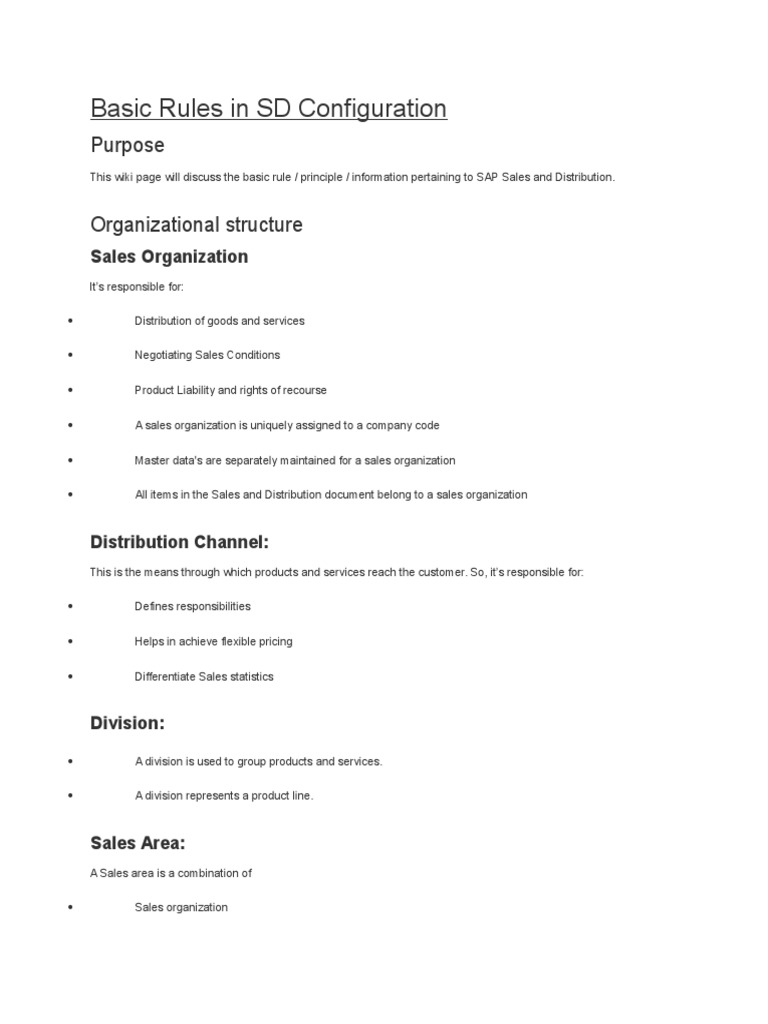 Basic Rules in SD Configuration | PDF | Invoice | Payments