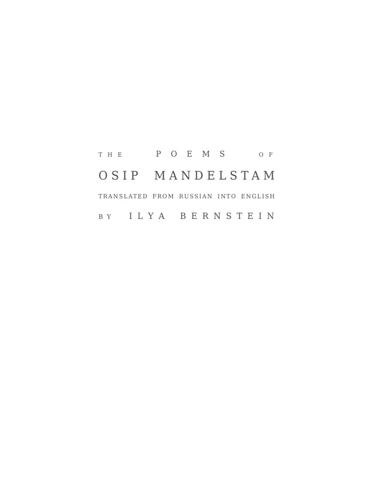 Mandelstam Poems Ilya-Bernstein PDF | PDF | Poetry | Nature