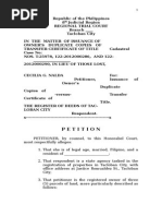 Petition for Issuance of New Owner's Duplicate Copy of Title - In Re ...