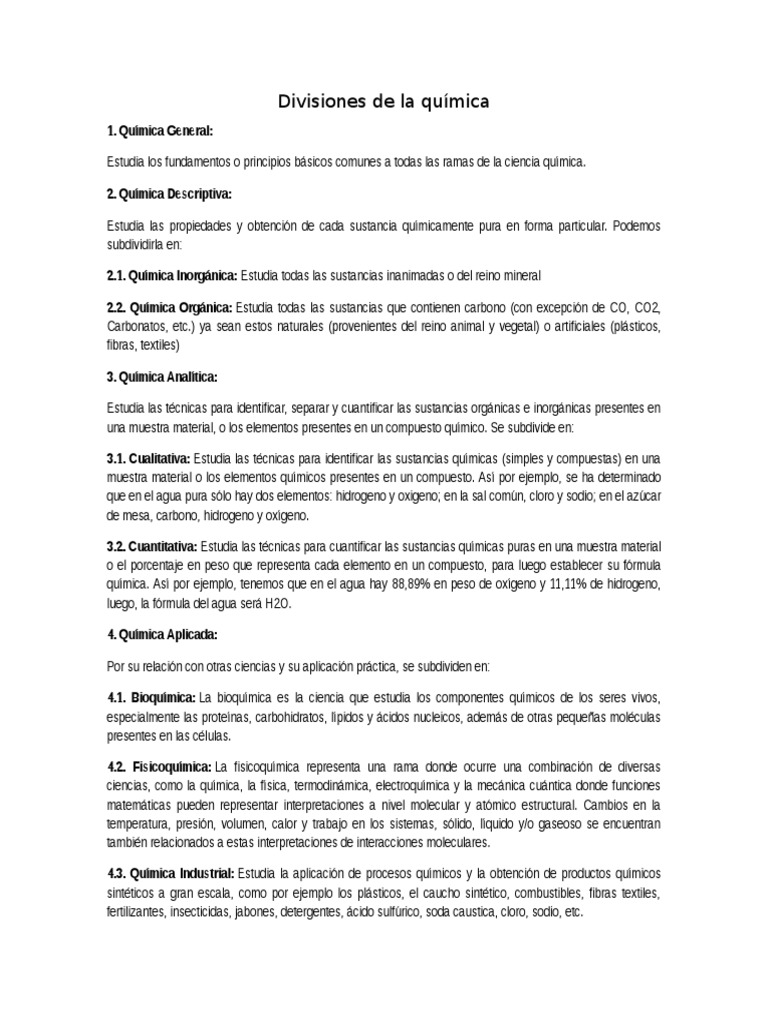 Divisiones de La Química | PDF | Geoquímica | Moléculas