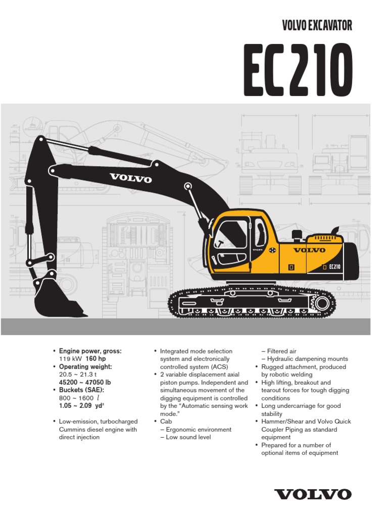 VOLVO EC210 EXCAVATOR SPECS & DIMENSIONS | PDF | Vehicles | Vehicle ...