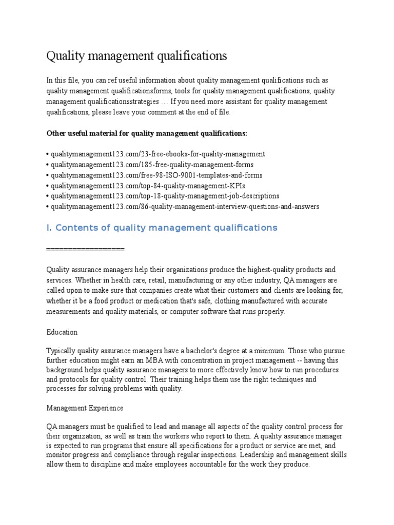 Quality Management Qualifications | PDF | Scatter Plot | Statistics