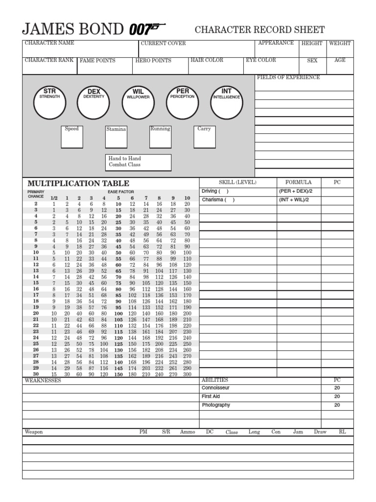 007 RPG Character Sheet