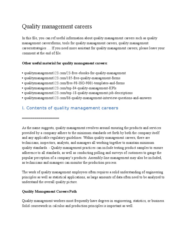 Quality Management Careers | PDF | Scatter Plot | Histogram