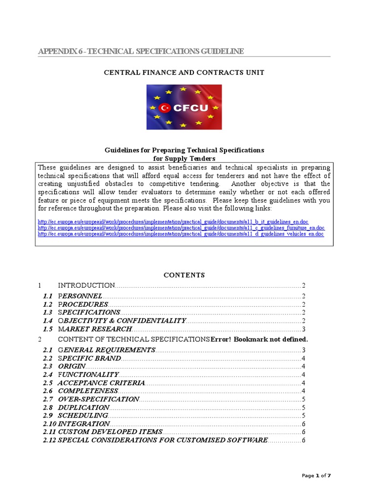 A-6-Guideline For Technical Specification | PDF | Specification ...