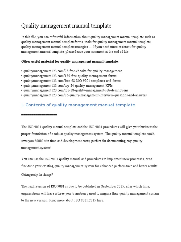Quality Management Manual Template | PDF | Scatter Plot | Histogram