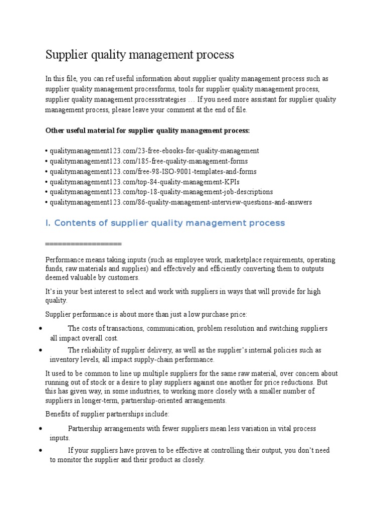 Supplier Quality Management Overview | PDF | Scatter Plot | Scientific ...