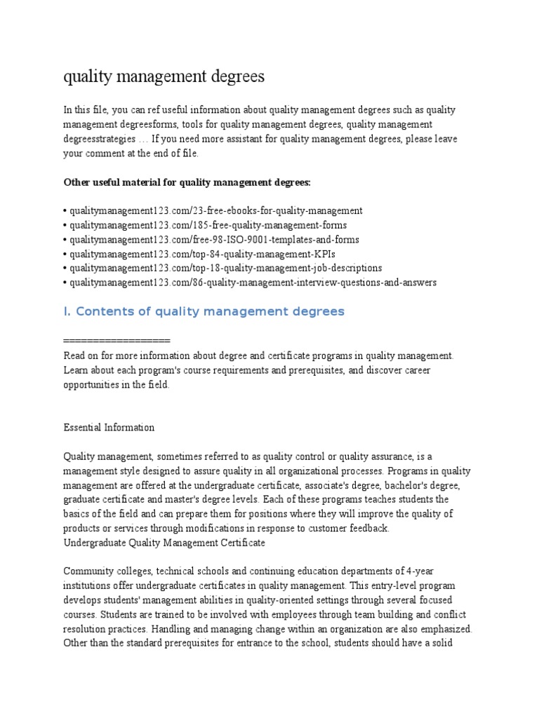 Quality Management Degrees | PDF | Scatter Plot | Histogram