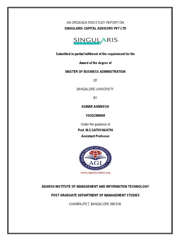 Front page project.pdf | Swot Analysis | Master Of Business Administration