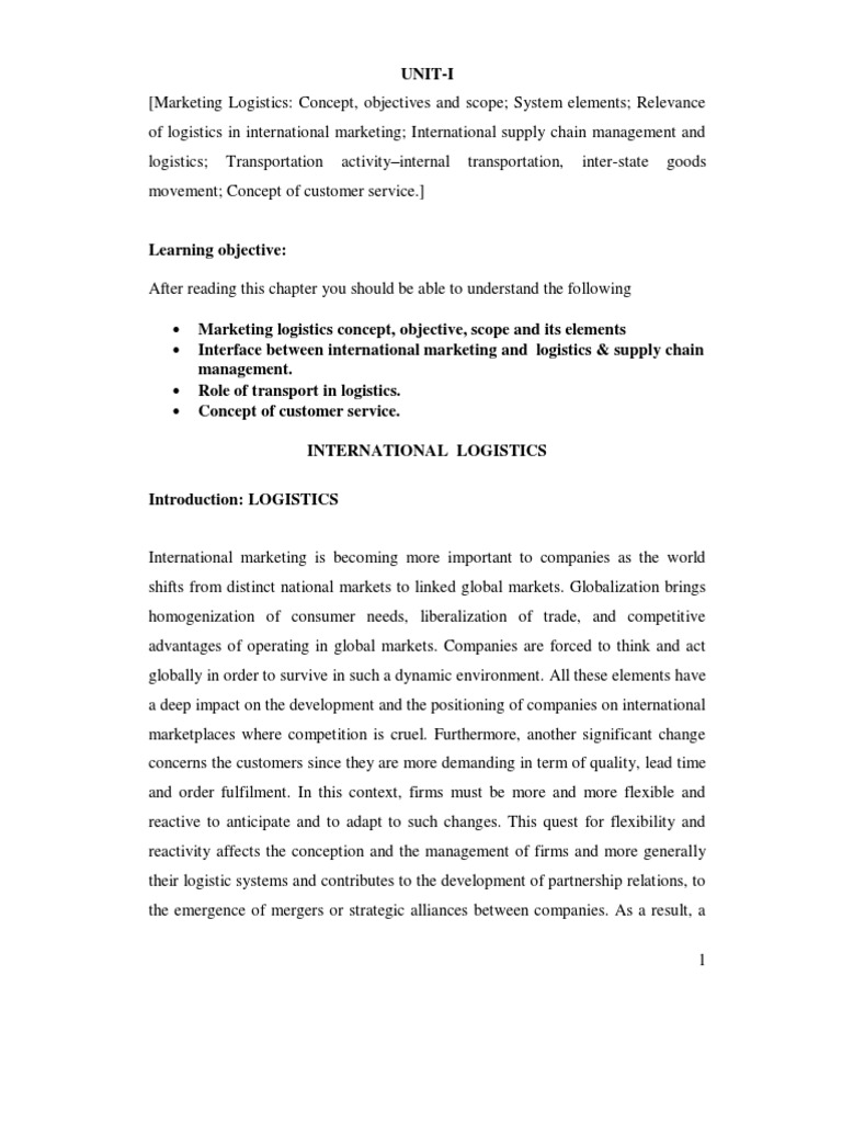 Logistics in International Marketing | PDF | Supply Chain Management ...