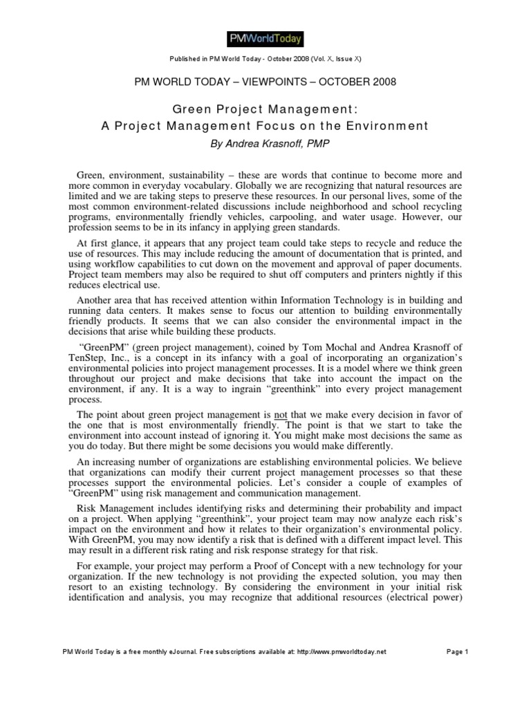 Green Project Management | PDF | Risk | Risk Management