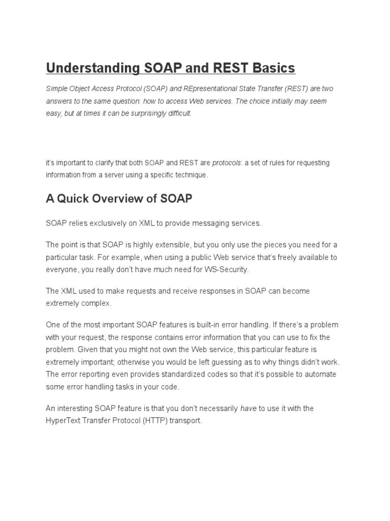 Understanding SOAP and REST Basics | PDF | Soap | Representational State Transfer