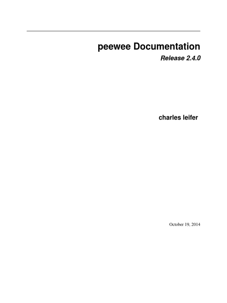 Peewee Orm Documentation Quickstart Guide Pdf Postgre Sql Databases