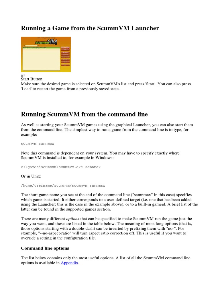 Running A Game From The ScummVM Launcher | PDF | Command Line Interface | Keyboard Shortcut