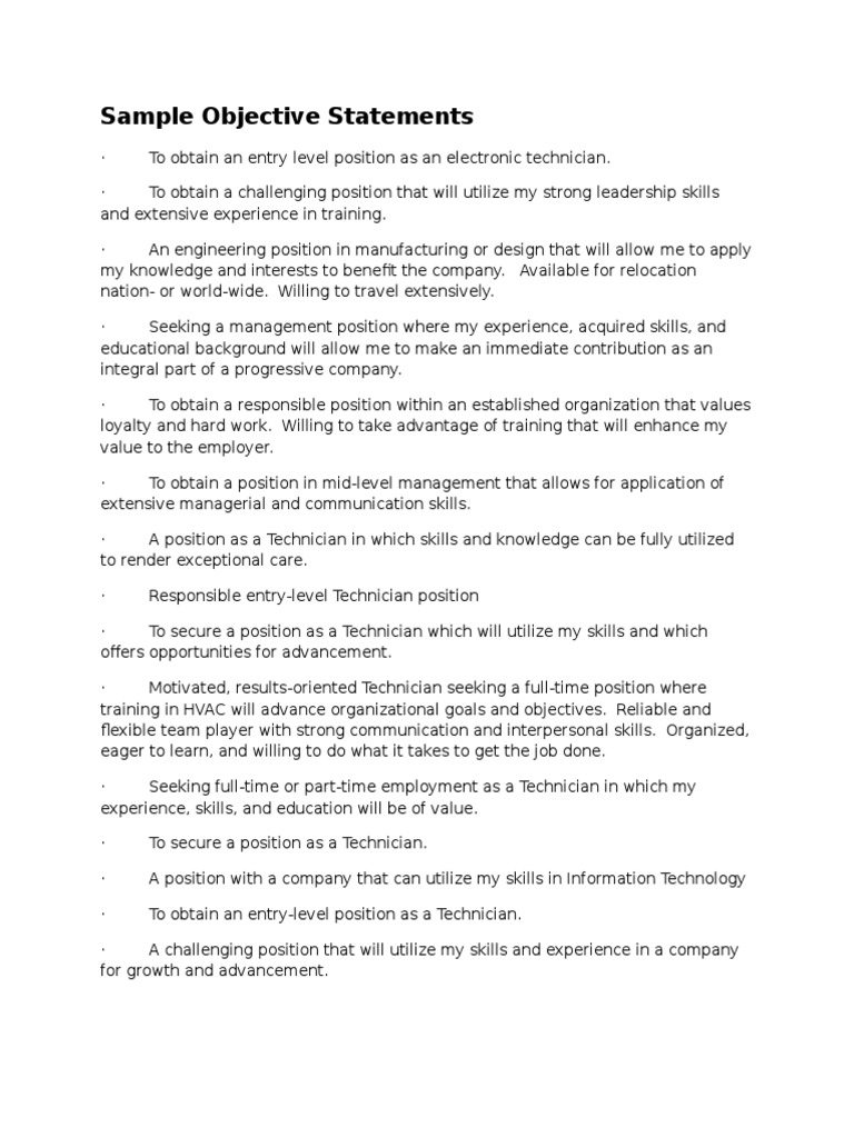 Sample Objective Statements Edited | PDF | Creativity | Expert