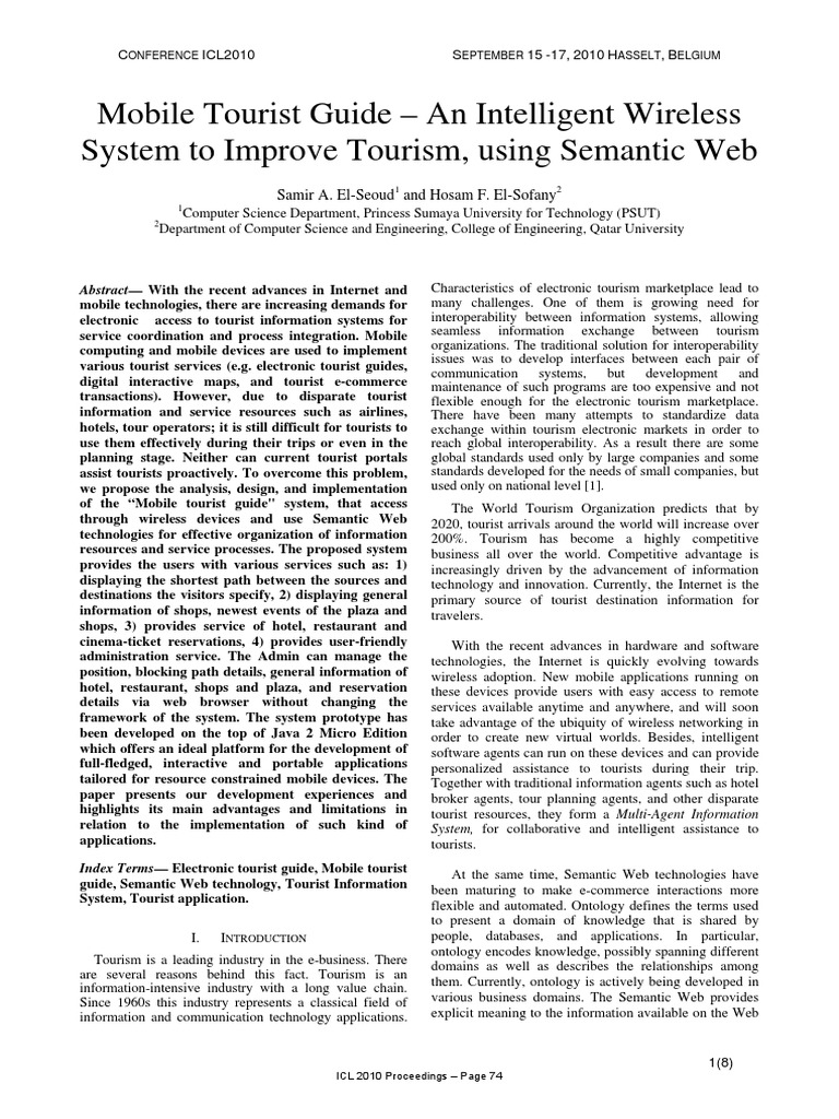 Mobile Tourist Guide - An Intelligent Wireless System To Improve ...