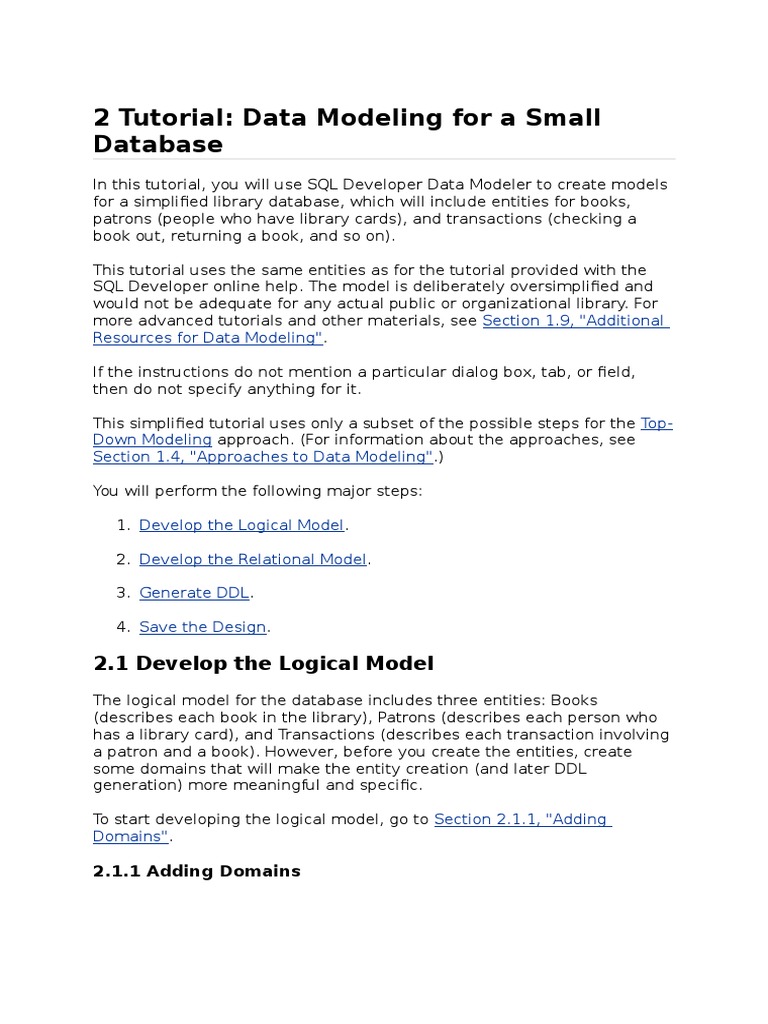Tutorial Data Modeling For A Small Database | PDF | Relational Model | Sql