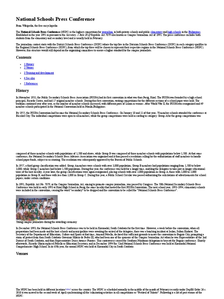 National Schools Press Conference | PDF | Public Sphere | Schools