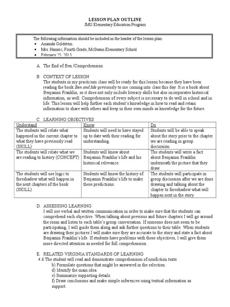Comprehension Lesson Plan | PDF | Reading Comprehension | Lesson Plan
