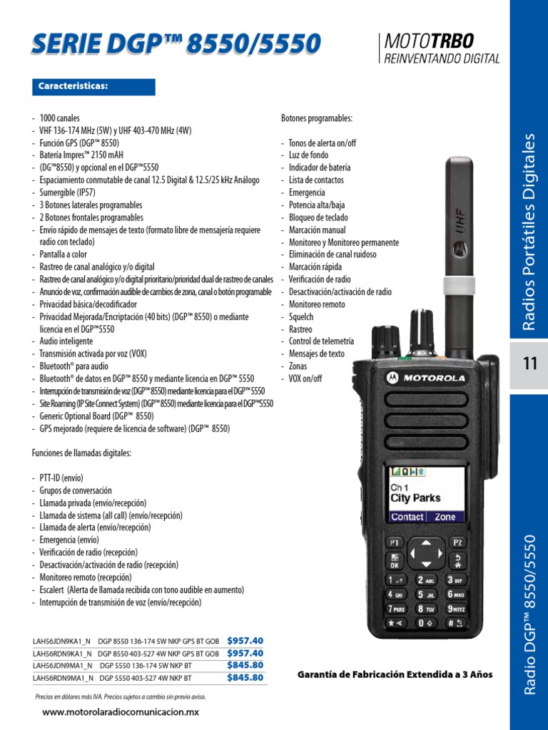 Datasheet_MOTOROLA_DGP8550.pdf | Auriculares | Ingenieria Eléctrica