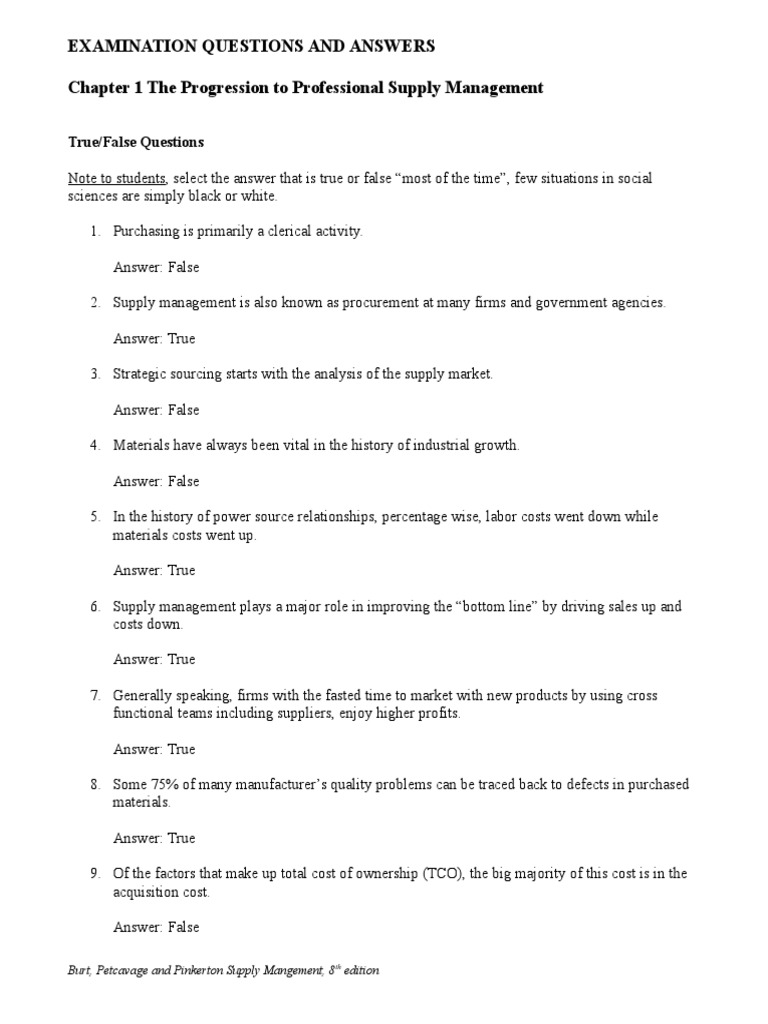 Supply Chain Question and Answers | PDF | Career & Growth | Business