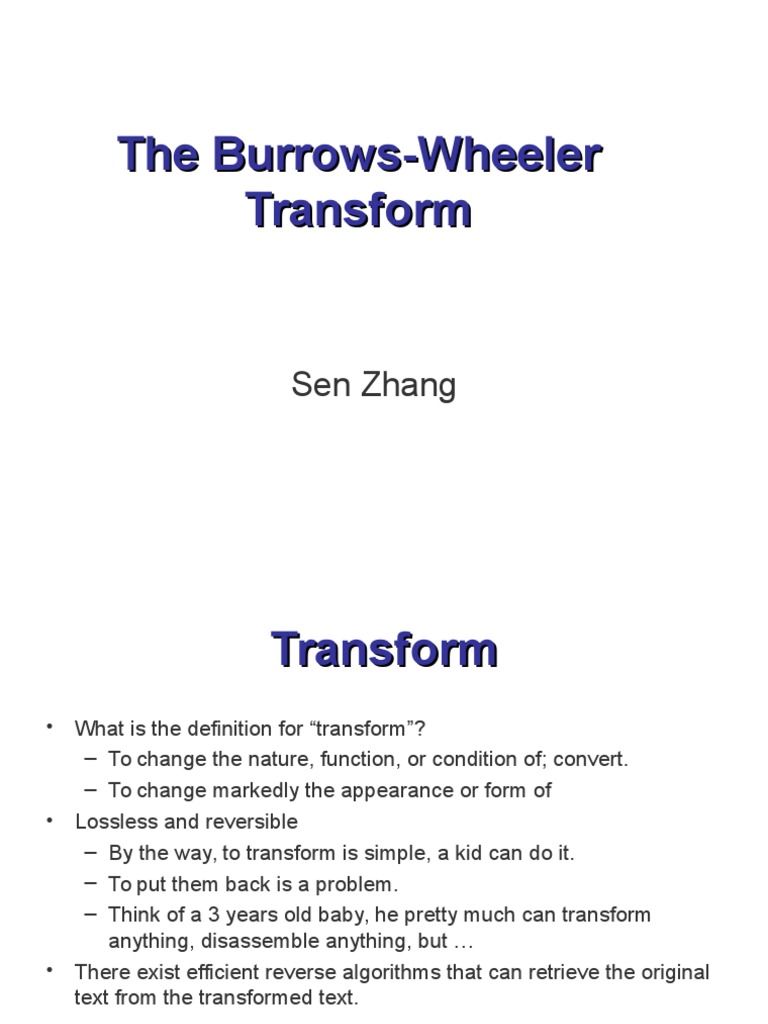 The Burrows-Wheeler Transform | PDF | Applied Mathematics | Discrete ...