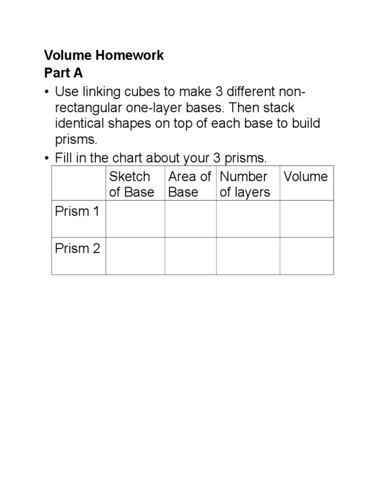 Intro To Volume Homework | PDF