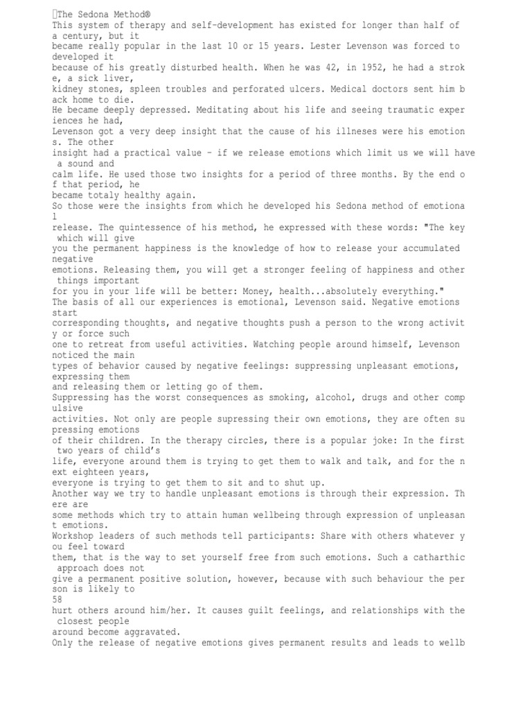 The Sedona Method | Emotions | Self-Improvement