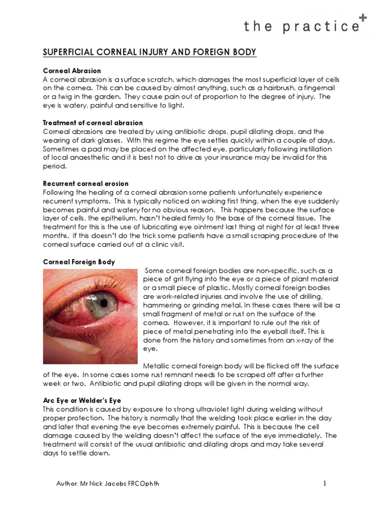 6. Superficial Corneal Injury and Foreign Body | Cornea | Human Eye
