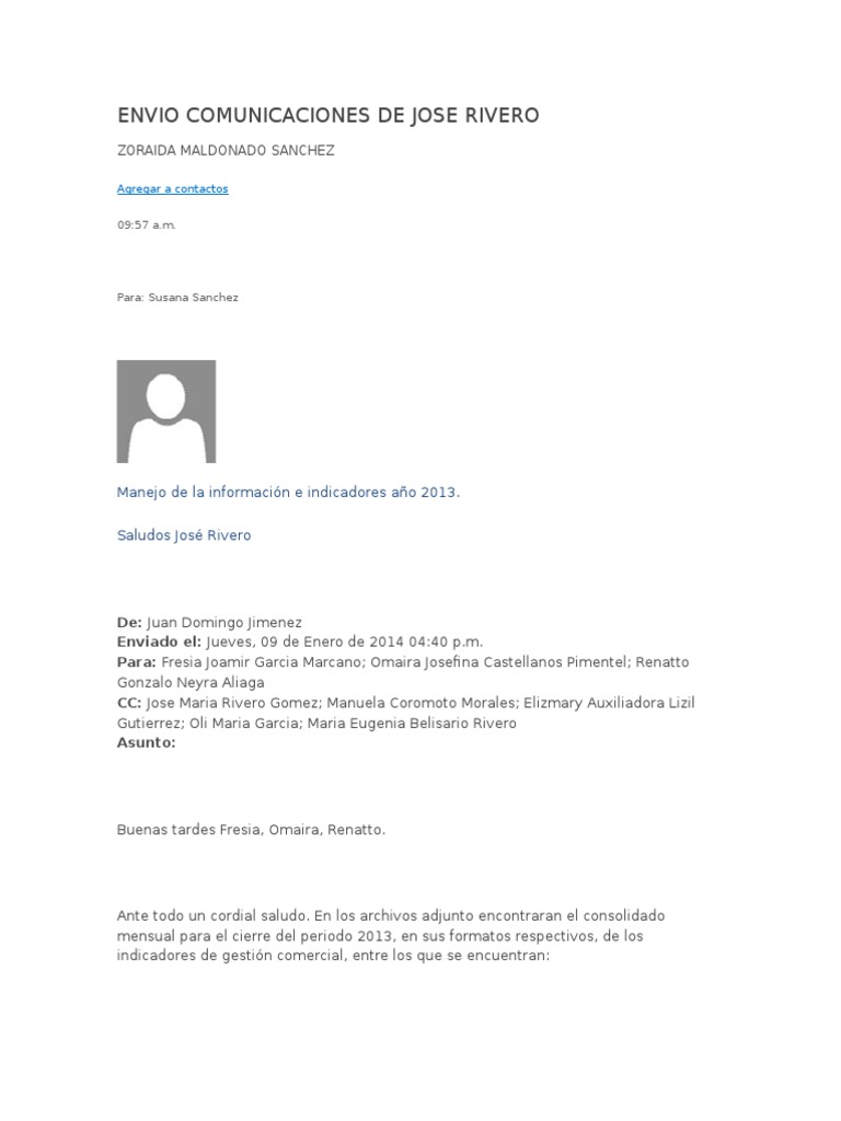 Envio Comunicaciones de Jose Rivero | PDF | Negocios | Ciencias sociales