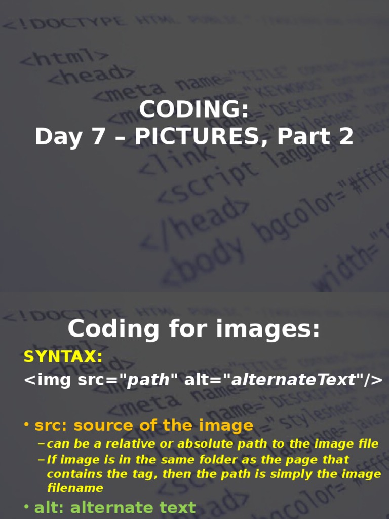 2015 - s2 - WD - Week 7 - Coding Day 7 Pictures Part 2 | PDF | Pixel ...