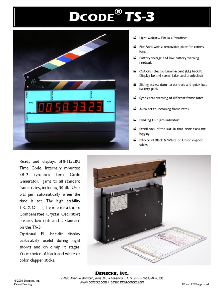 Denecke TS-3 Time Code Slate Manual | PDF | Electrical Engineering ...