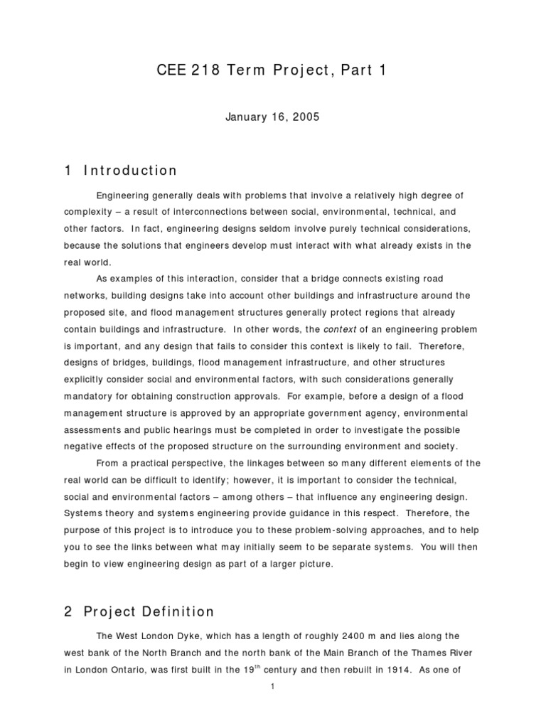 CEE 218 Term Project, Part 1: January 16, 2005 | PDF | Mathematical ...