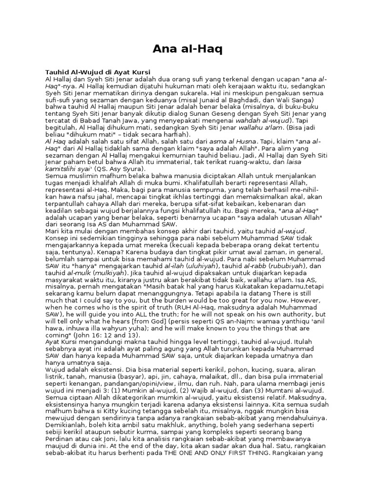 Ana Al Haq | PDF | Filsafat