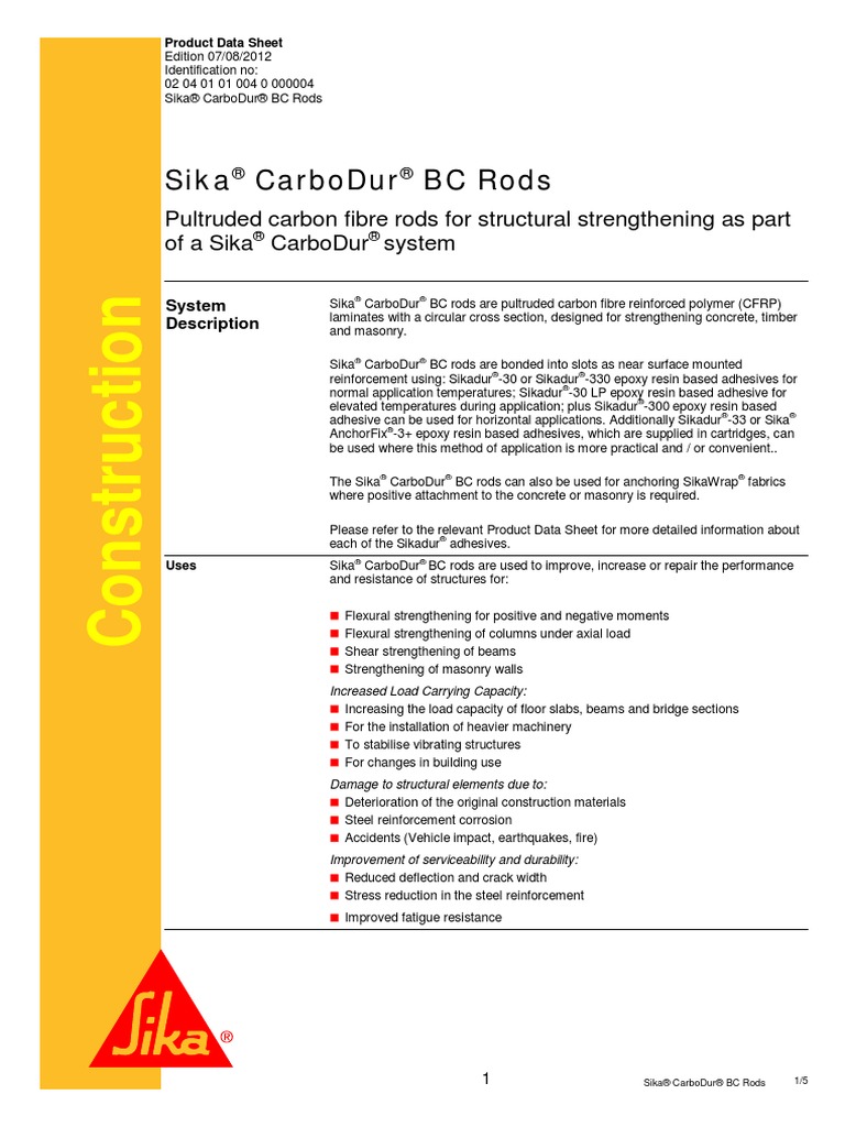 Sika Carbodur BC Rods | PDF | Fibre Reinforced Plastic | Industries