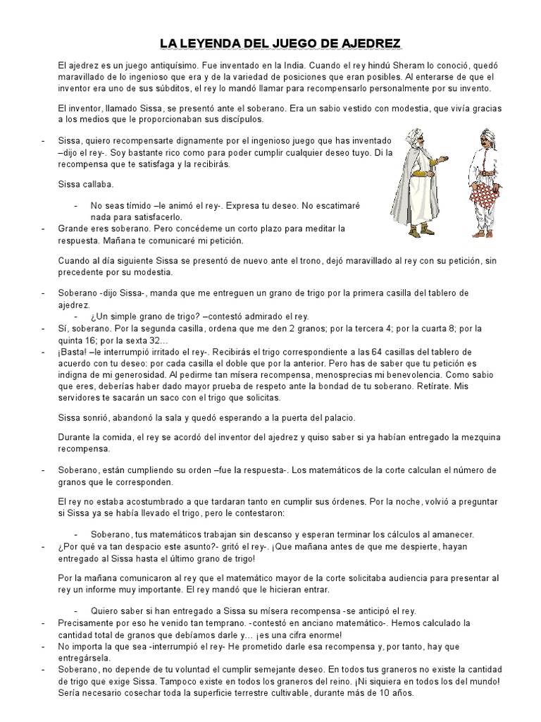 La Leyenda Del Juego de Ajedrez | PDF | Juegos tradicionales | Ajedrez