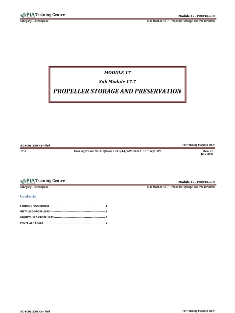 Module 17 (Propeller) Sub Module17.7 (Propeller Storage and ...