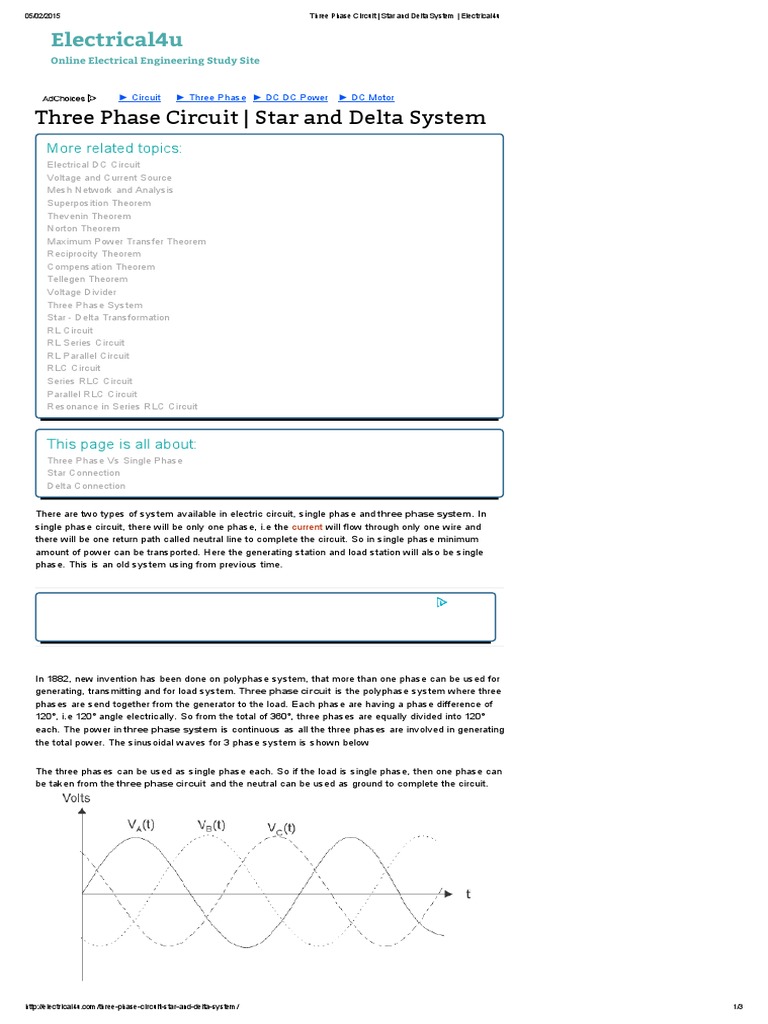 Three Phase Circuit - Star and Delta System - Electrical4u | PDF | Transformer | Electrical Network