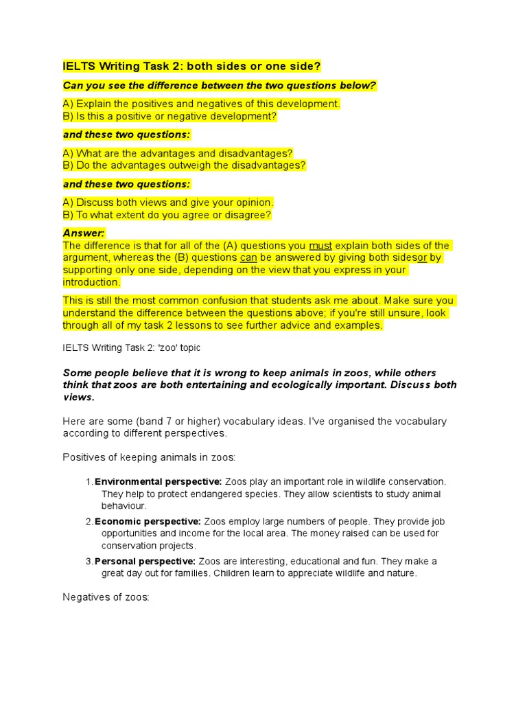IELTS Writing Task 2 | PDF | Zoo | Psychological Concepts
