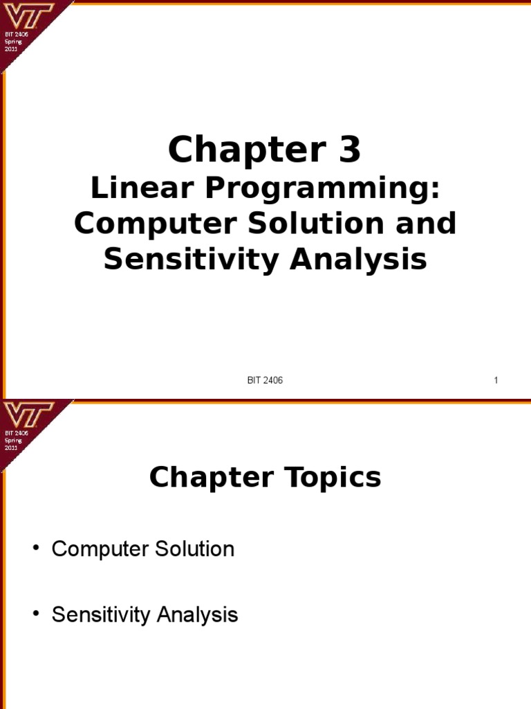 Ch3 ComputerSolutionSensitivityAnalysis | PDF | Linear Programming | Sensitivity Analysis