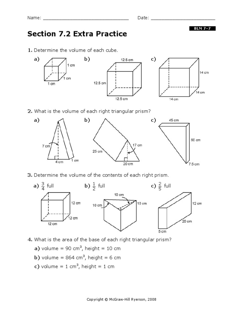 BLM 7 07 Section 7 2 Extra Practice | PDF | Teaching Methods & Materials