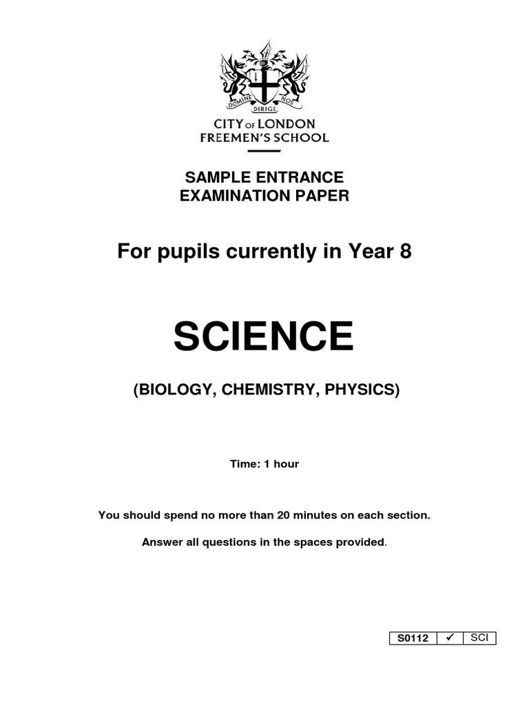 Year 8 Science Sample Paper Jan 2012 | PDF | Rabbit | Chemical Compounds