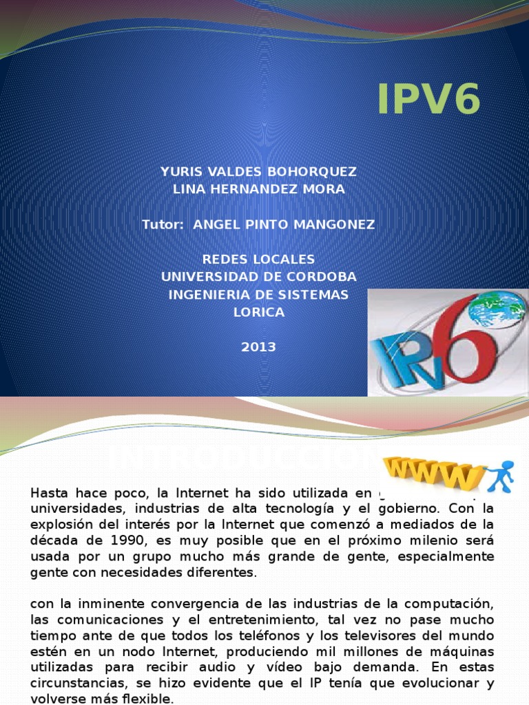 Exposicion IPV6 | PDF | Yo Pv6 | Protocolos de internet