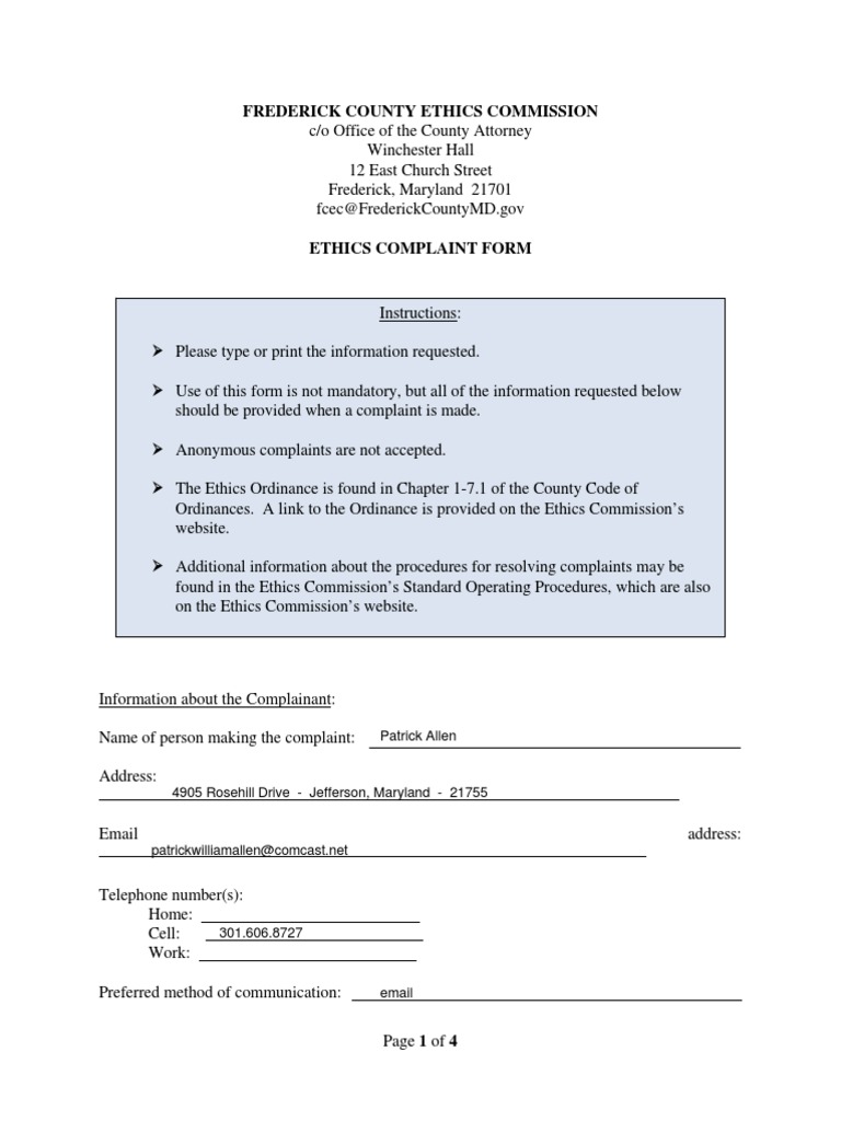 Ethics Complaint Against Ethics Commission (Ers) | PDF | Adultery ...