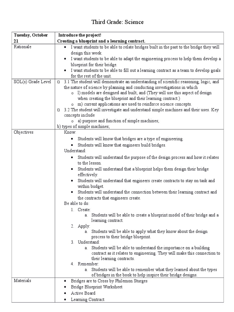 Lesson Plan For Third Grade Science