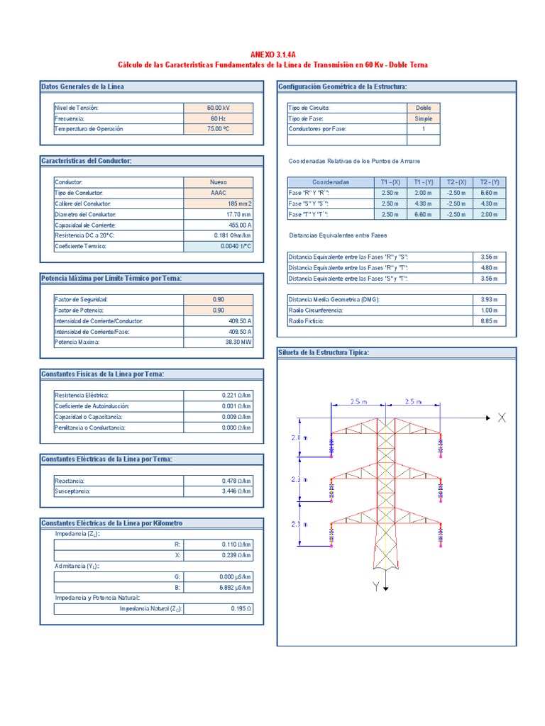 Parametros Electricos DOBLE TERNA | PDF | Ciencia y matemáticas ...