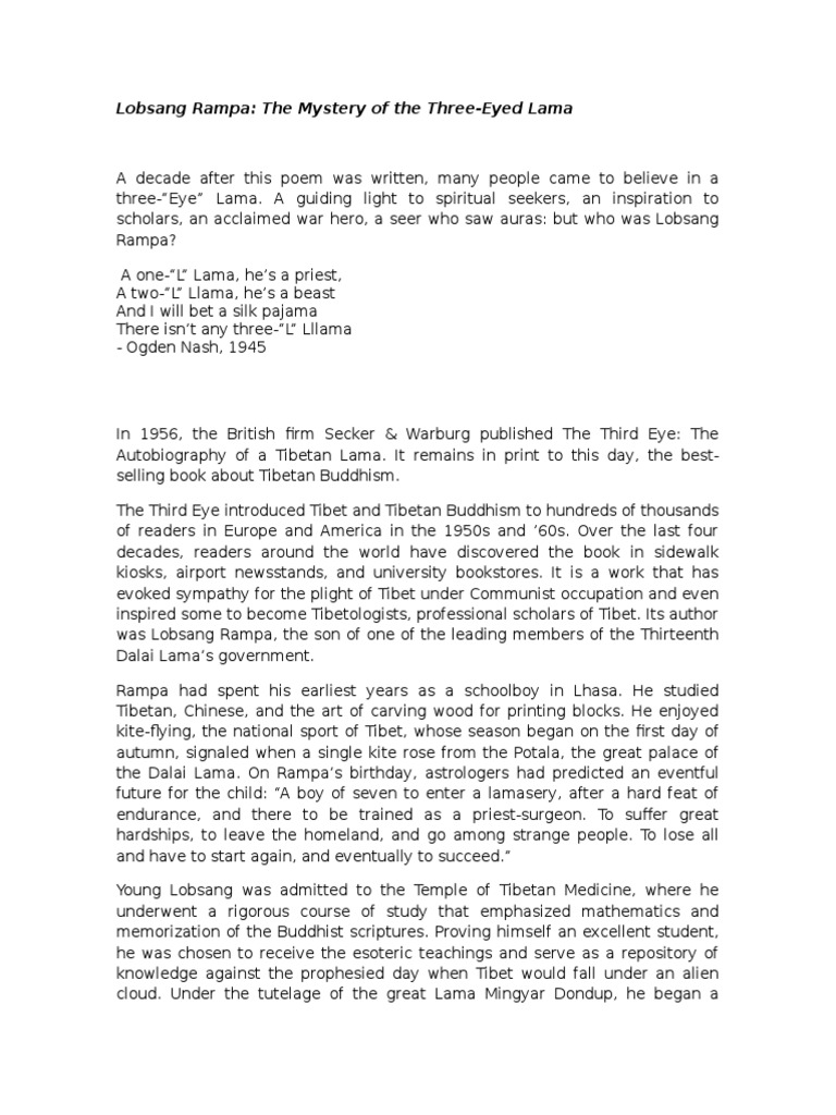 Lobsang Rampa | PDF | Tibet | Religion And Belief