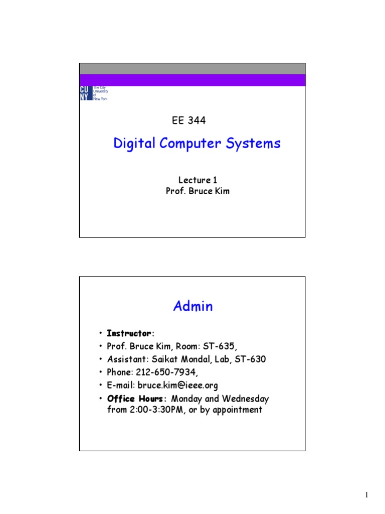 Lecture 1 Digital Computer Systems | PDF | Computer Program | Programming