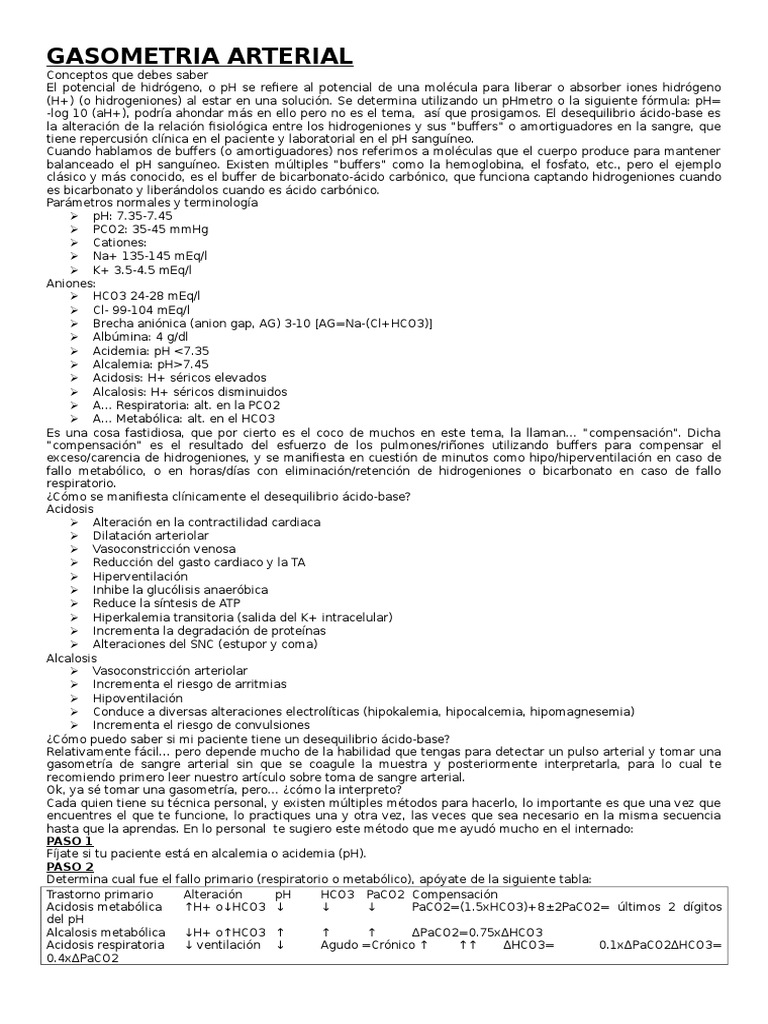 Interpretación de una gasometría arterial: pasos para diagnosticar y ...