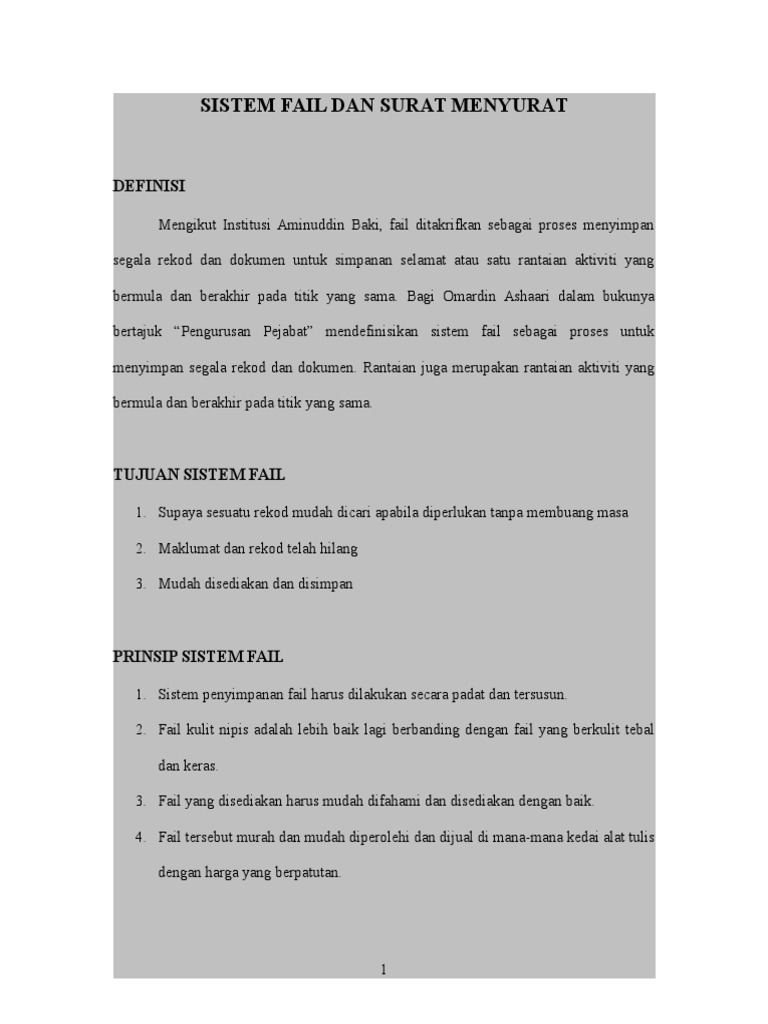 Sistem Fail Dan Surat Menyurat | PDF